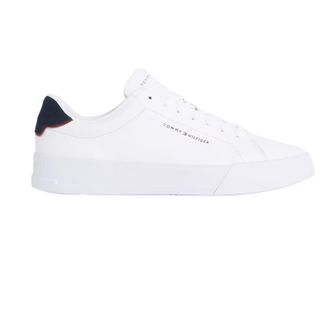 Tommy Hilfiger Pebble Grain Court Sneaker f&uuml;r Herren, Leder (Wei&szlig;/Marine)