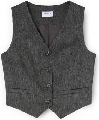 Motivi Femme, Vestes, Gris, Taille: 42 FR Gilet tailleur avec boutons et doublure