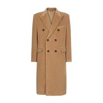 Dolce & Gabbana Homme, Manteaux, Noir, Taille: L Manteau Camel &agrave; Double Boutonnage