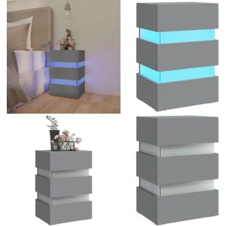 vidaXL LED-Nachttisch Grau 45x35x67 cm Holzwerkstoff - led Nachttisch - Nachttisch Grau - Holzm&ouml;bel - Wohnzimmer Deko - Schlafzimmer Einrichtung - Home &
