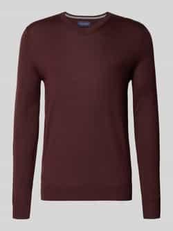 Christian Berg Strickpullover aus Woll-Mix mit V-Ausschnitt