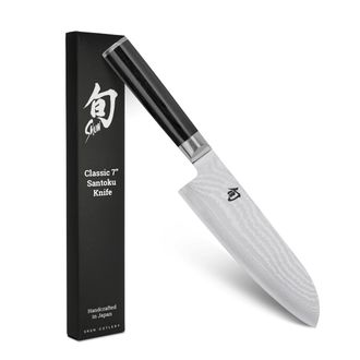 Shun KAI Shun Classic Santoku 18 cm Klingenl&auml;nge - Damastmesser 32 Lagen VG MAX Kern - 61 (&plusmn;1) HRC - Pakkaholzgriff - Made in Japan - japanisches Kochmesse