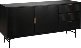 Oviala Sideboard mit 2 Türen und 3 Schubladen, Melamin und Stahl, 160 cm, Schwarz
