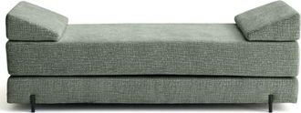 Best Mobilier Brescia - Banquette 3 Places Convertible en Tissu Velours Relief, Vert