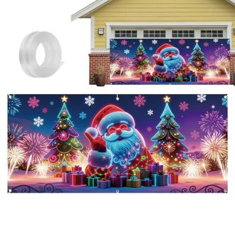 Generico Garagentorabdeckung f&uuml;r Weihnachten, 4 x 2 m, UV, fluoreszierend, Dekoration f&uuml;r Garage, f&uuml;r Heimwerker, Dekoration, Zuhause, Gastgeber, Partys