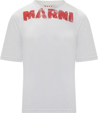 Marni Homme, Tops, Blanc, Taille: 2XL Monolith Printed T-Shirt