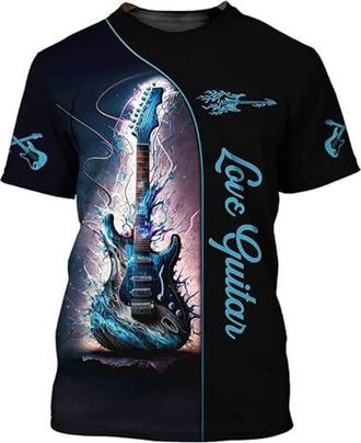 Keephen T-Shirt &agrave; Manches Courtes d&eacute;contract&eacute; pour Hommes et Femmes imprim&eacute; 3D sur Le th&egrave;me des Musiciens Motif Guitare Basse &eacute;lectrique