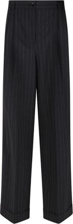 Dolce & Gabbana Pantalon en laine &agrave; rayures - Femme - Pantalons - Noir - Taille: 38 FR