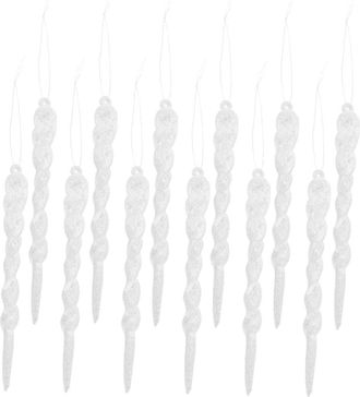 Pretyzoom 12 Stück Weihnachten Eiszapfen Ornamente Kunststoff Hängende Eiszapfen Weihnachtsdekoration Christbaumschmuck Weihnachtsbaum Anhänger Weinachten Party