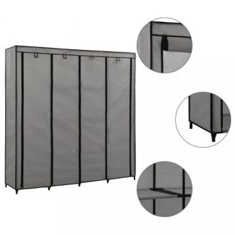 vidaXL Kleiderschrank mit 4 F&auml;chern Grau 175 x 45 x 170 cm Vidaxl