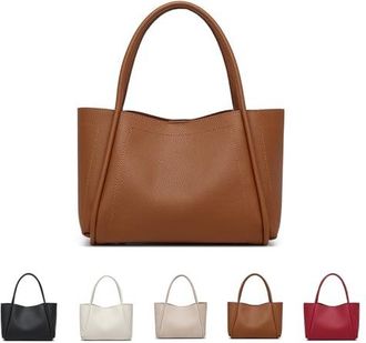 Generic Sac fourre-tout pour femme, sac &agrave; bandouli&egrave;re tendance, grand sac &agrave; main d&eacute;contract&eacute;, sac &agrave; main en cuir synth&eacute;tique, cadeau de voyage, marron, 20*10*