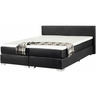Beliani Boxspringbett Kunstleder Schwarz 180 x 200 cm Glamour