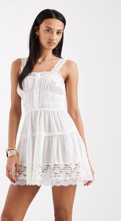 Free People Boho So Inlove - Robe nuisette avec d&eacute;tails en dentelle - Ivoire-Blanc