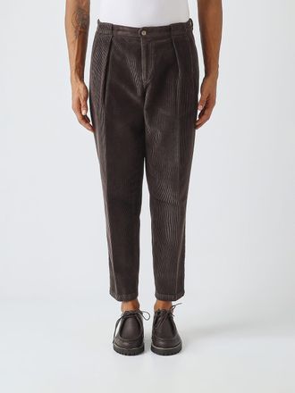 BRIGLIA 1949 Pantalon chino en velours c&ocirc;tel&eacute; &agrave; pinces et coupe slim
