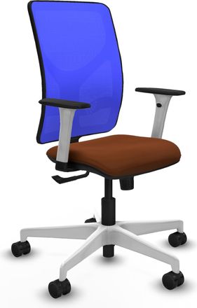 Piqueras y Crespo Verstellbarer Schreibtischstuhl mit wei&szlig;en und schwarzen Armlehnen, h&ouml;henverstellbare Lendenwirbelst&uuml;tze, 3 Positionen, Blau/Braun