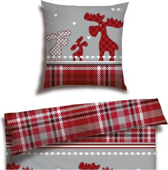 Schiesser Bettwäscheset Salous| Feinbiber | 2-teilig | Winterprint | 100 % Baumwolle | Oeko-Tex Made in Green Zertifiziert | Reißverschluss | 135x200cm + 80x80c