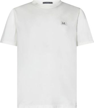 C.P. Company C.p. Company, Homme, Tops, Blanc, Taille: S T-shirts et Polos Blancs avec Patch Logo