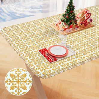 Misaya Rechteckige Vinyl-Tischdecke, elastische Flanell-Tischdecke, 100 % wasserdichte Kunststoff-Tischdecke, passend f&uuml;r 120 cm Klapptische f&uuml;r Picknick, Ca