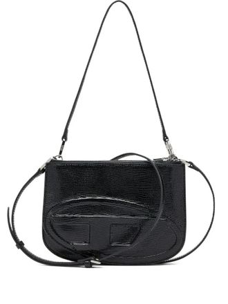 Diesel Hobo Bags - Curved Black Embossed Leather Bag - Gr. unisize - in Schwarz - f&uuml;r Damen