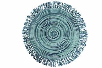 Villa D'Este Home Tivoli Set mit 6 runden Tischsets mit Fransen 44 cm, Baita Wasser, Hellblau, Medium