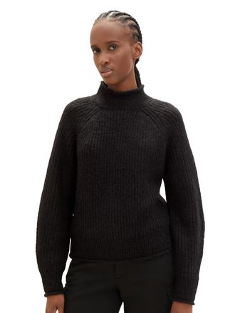 Tom Tailor Damen Cosy Strickpullover, deep black, L