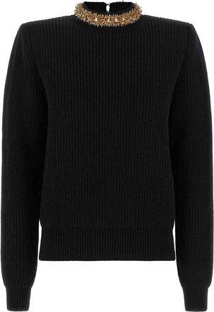 Balmain Rundhalspullover - Schwarz