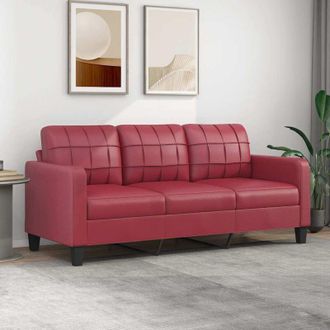 vidaXL Vidaxl - Canap&eacute; &agrave; 3 places Rouge bordeaux 180 cm Similicuir