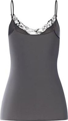 Hanro Top dentelle &agrave; col V en coton