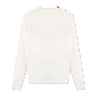 Balmain Homme, Pulls, Beige, Taille: XL Pull &agrave; col roul&eacute; avec fermeture &agrave; boutons-pression &agrave; l&eacute;paule