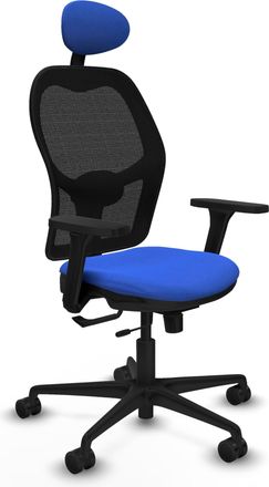 Piqueras y Crespo Ergonomischer Stuhl mit 3D-Armlehnen und festem Kopfteil, ausgestattet mit Syncro/Traslack und eingespritztem Schaum. Mit Rollen von 65 mm Nylon. Schw