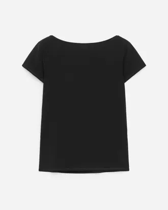 Arket Stretch-T-Shirt Mit U-Boot-Ausschnitt -Schwarz