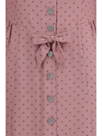 Alessandra Rich Womens Midi Dress Polka Dot Mauve Silk