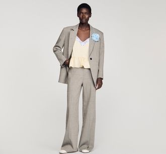 Sandro Weite karierte Wollhose