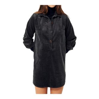 Sessun Femme, Robes, Noir, Taille: 38 FR Robe Salopette Courte en Velours C&ocirc;tel&eacute; Gihana