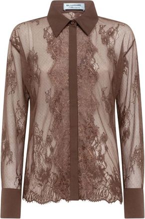 Blugirl Femme, Blouses et Chemises, Brun, Taille: 34 FR Flower-lace Shirt