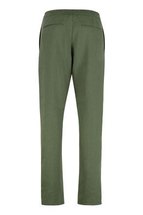 Canali Mens Trousers Wool-Blend Green Linen
