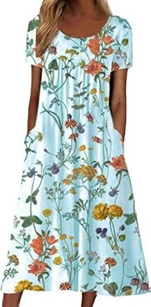 Generic Robe D&eacute;t&eacute; Femme Grande Taille Coton et Lin Robe Sexy Boh&egrave;me Pas Cher Sport Elegante &Eacute;t&eacute; Cool &Eacute;l&eacute;gant Officier Vintage Sexy Robe de Soir&eacute;e Boh&egrave;me L&eacute;t&eacute; 