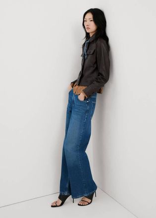 Mango Jean droit taille normale bleu fonc&eacute; - Femme - 34 - MANGO