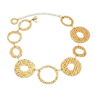 Dansk Copenhagen SOL Waterproof 18K Gold Plated Statement Necklace - Hammered Stainless Steel - Femme - Accessoires - Jaune - Taille: ONE Size