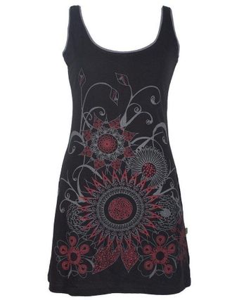 vishes Sommerkleid &Auml;rmelloses Blumenkleid mit weitem Ausschnitt Hippie, Ethno, Goa Style