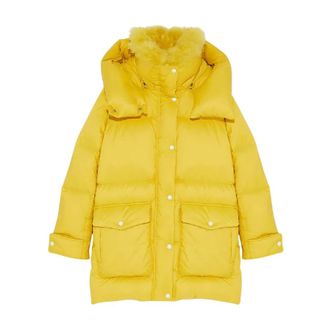 Yves Salomon Gelbe Pufferjacke mit Wollkragen - - Jackets - Damen - Gelb - M