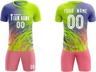 Generic Kit de football personnalis&eacute; pour enfants, hommes, femmes, jeunes, maillot et short de football avec num&eacute;ro de nom et logo de l&eacute;quipe, 2-9, L