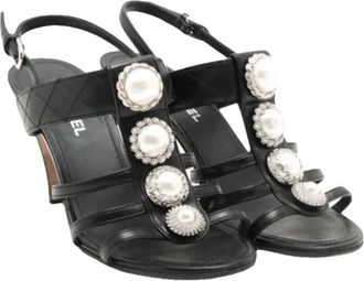 Chanel Faux Pearl Embellished Sandals Size 41