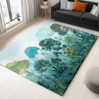 Generic Art D&eacute;co Tapis de Salon Lavable 160 x 230 cm, Faible Poil Antid&eacute;rapant Adapt&eacute; &agrave; laspirateur avec Motif Plantes For&ecirc;ts Animaux Tapis Chambre pour Comme