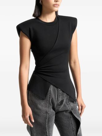 Manière De Voir wide-shoulder ruched-waist top - Noir