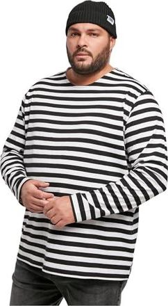 Urban Classics T-Shirt Regular Stripe LS pour Homme, à Manches Longues avec Motif à Rayures Horizontales, Disponible en différentes Couleurs, Tailles S à 5XL, Blanc/