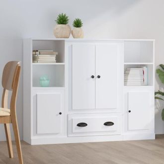 vidaXL Buffets 3 pcs blanc bois ding&eacute;nierie Vidaxl