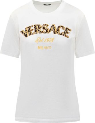 Versace t-shirt à logo brodé - Blanc