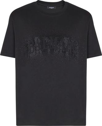 Balmain T-Shirt mit Kristallen - Schwarz