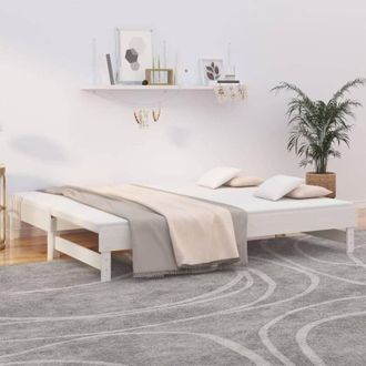 vidaXL Tagesbett Ausziehbar Wei&szlig; 2x(90x200) cm Massivholz Kiefer Vidaxl